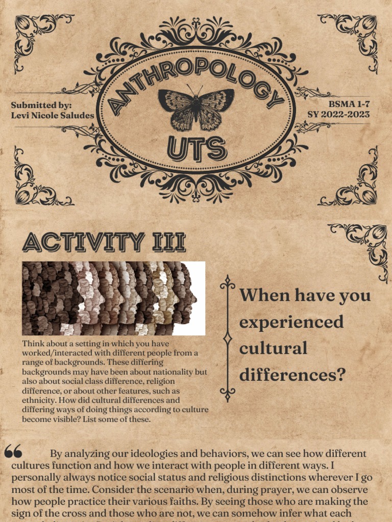 SALUDES, Levi Nicole v. (BSMA 1-7) - Anthropology UTS | PDF | Stereotypes | Attitude (Psychology)