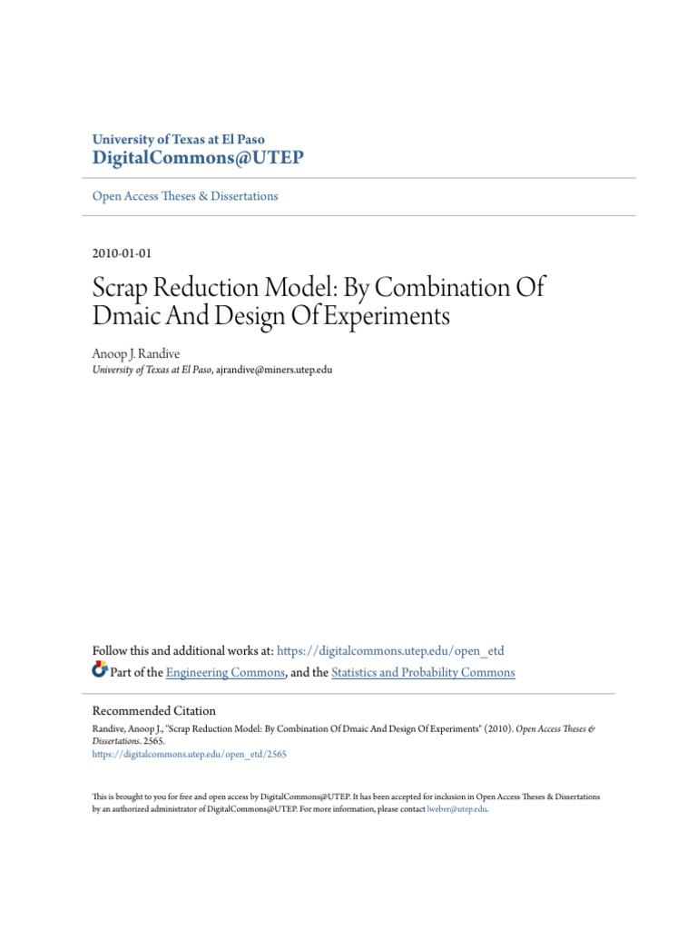 Scrap Reduction Model - by Combination of Dmaic and Design of Expe ...