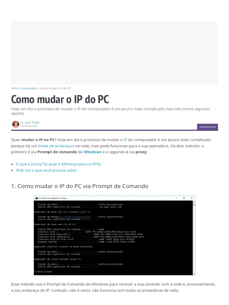 Como Mudar o IP Do PC - Computador - Tecnoblog | PDF | Endereço de IP ...