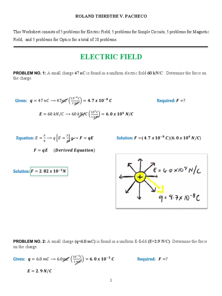 PACHECO, R.T. General Physics Practice Problems | PDF | Electric Field | Electrical Network
