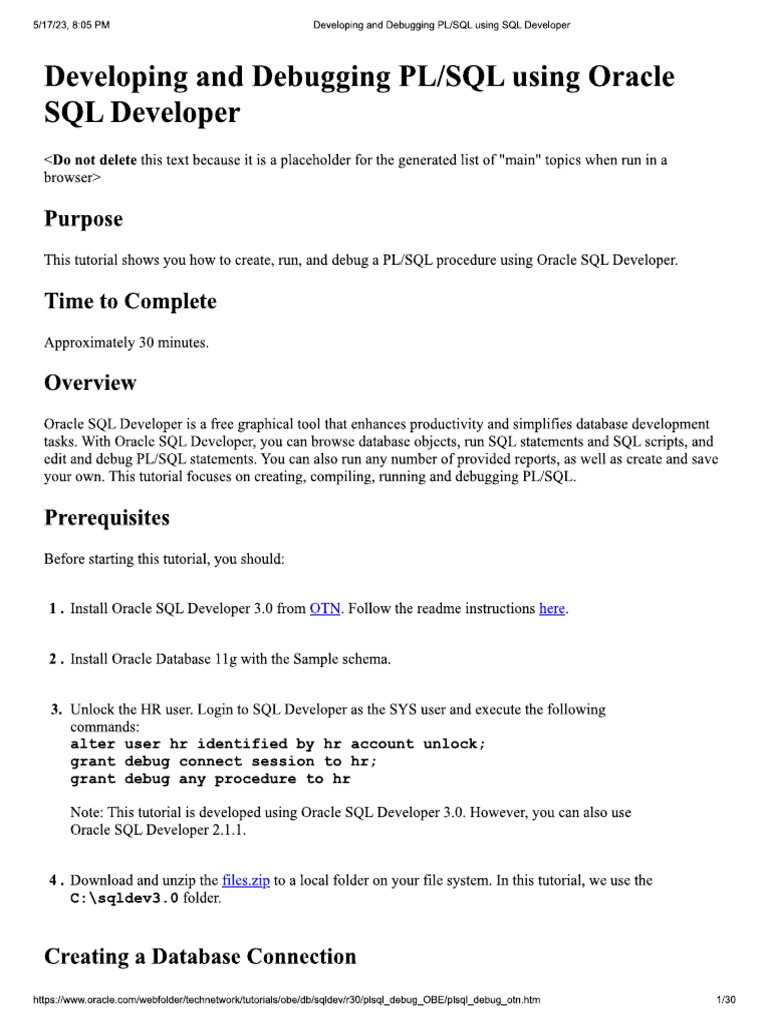 Developing And Debugging Plandsql Using Oracle Sql Developer Pdf