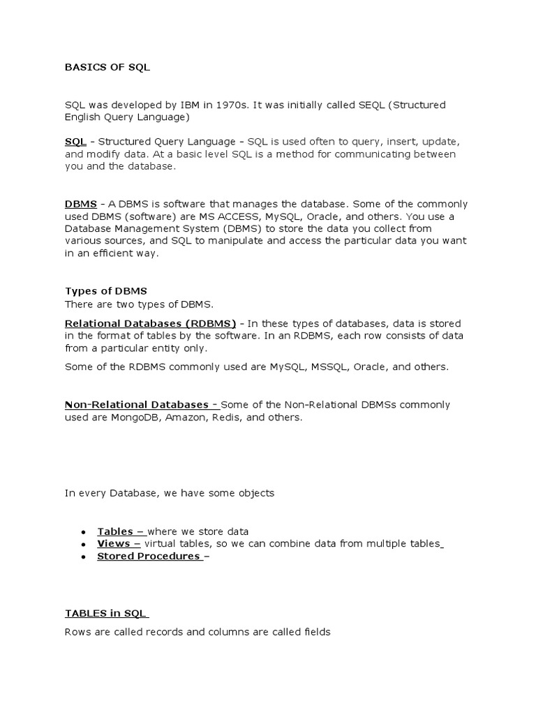 Sql Is Used Often To Query Insert Update And Modify Data At A Basic Level Sql Is A Method