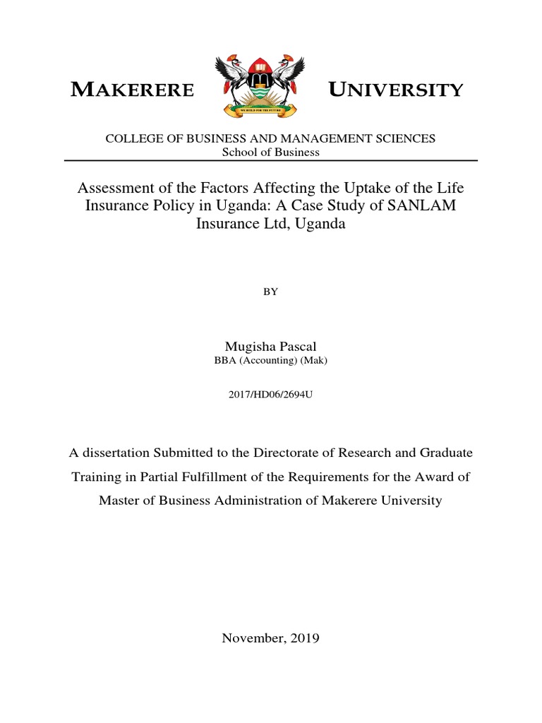 Mugisha Pascal-Assessment of The Factors Affecting The Uptake of The Life Insurance Policy in ...