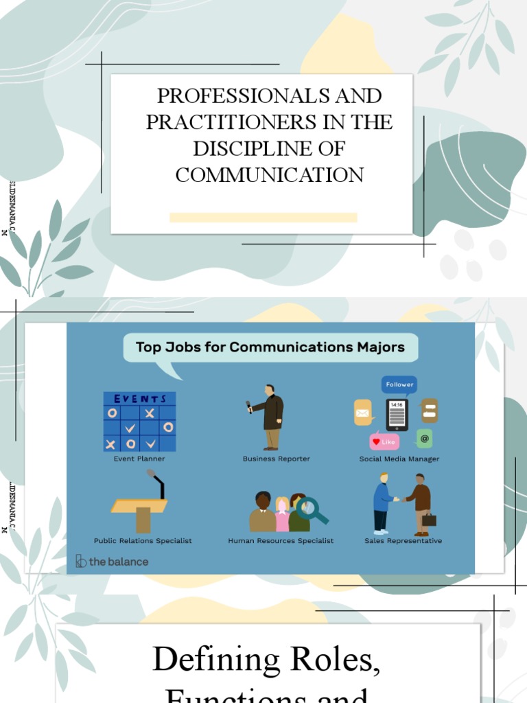Lesson 13 Professionals and Practitioners in Communication | PDF ...