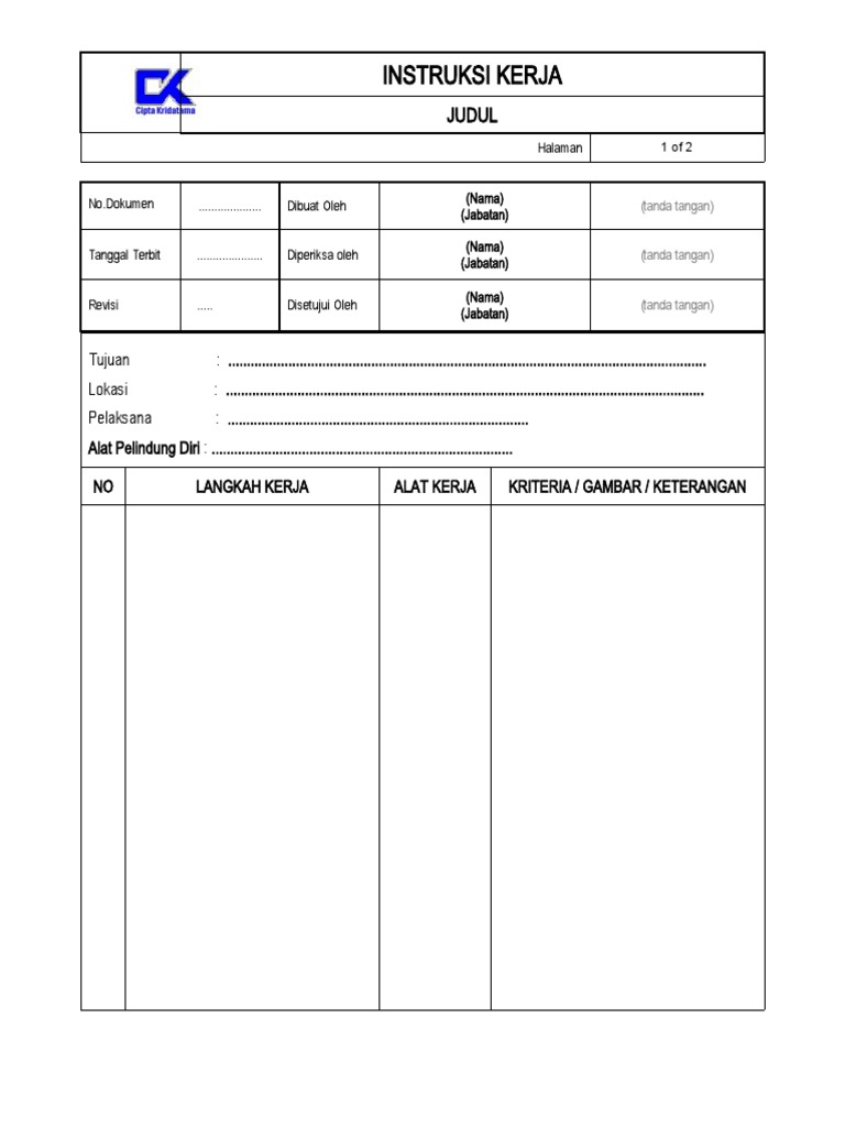 ST-00-QA-004 Format Instruksi Kerja | PDF ST-00-QA-004 Format Instruksi Kerja | PDF