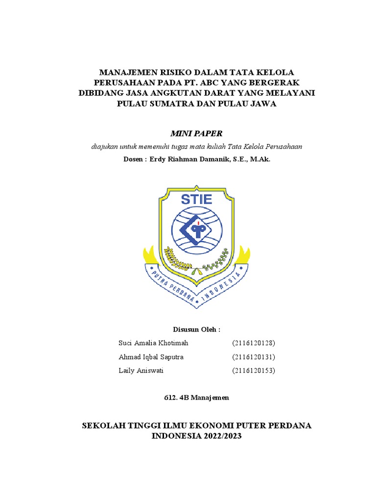 Manajemen Risiko PT. ABC 2023 | PDF