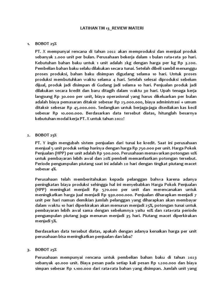 Latihan TM13 - Quiz | PDF | Pengelolaan Keuangan & Uang