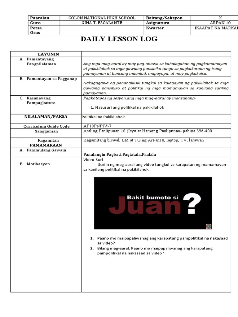 Daily Lesson Plan | PDF