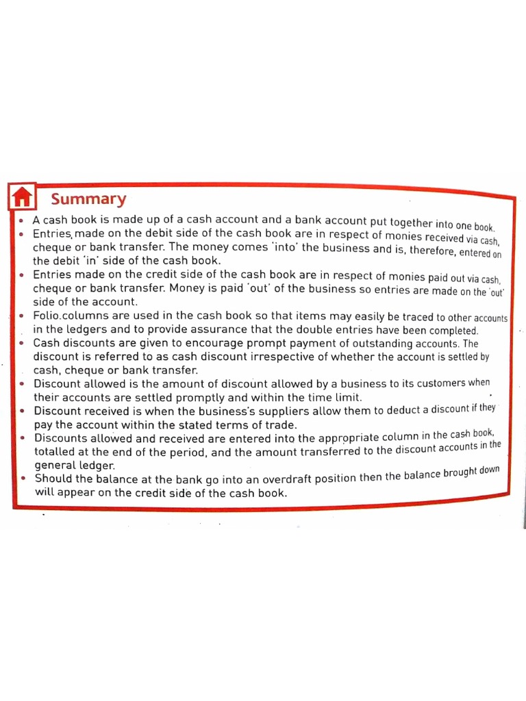 Cash Book Summary POA | PDF