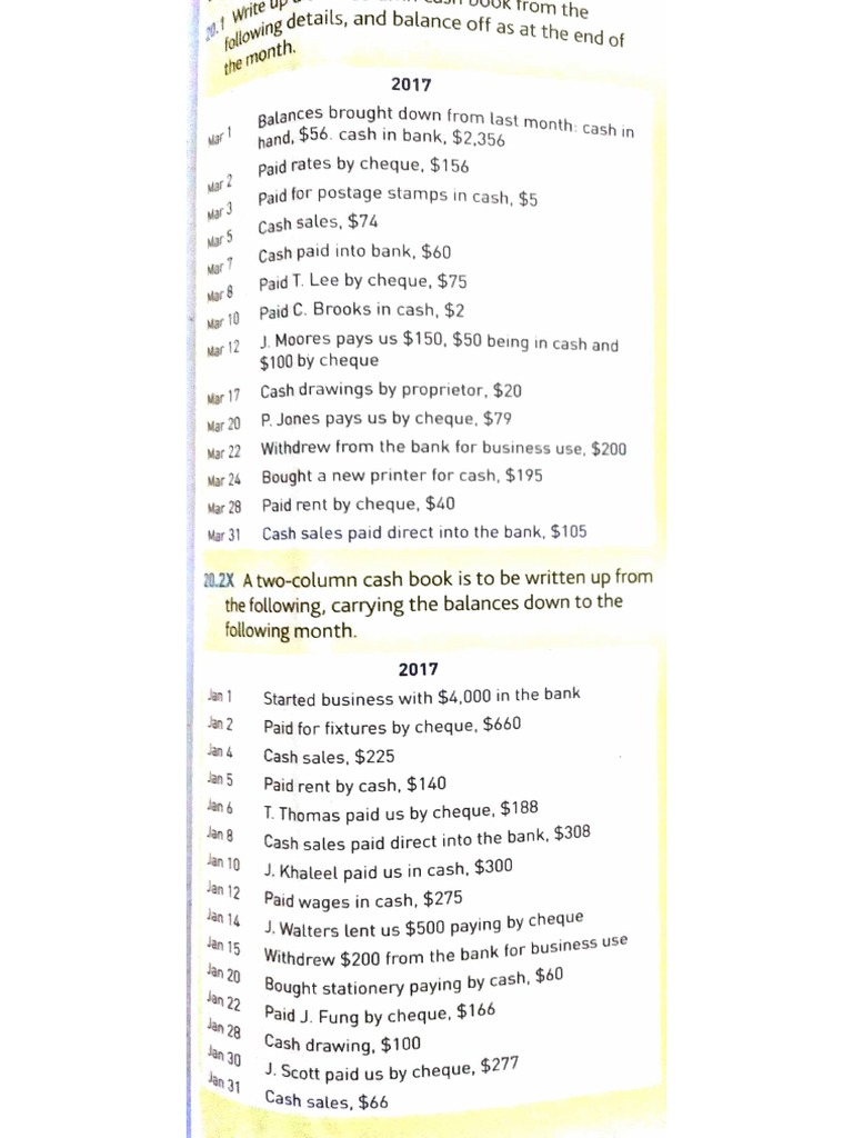Two Column Cash Book Activity POA | PDF