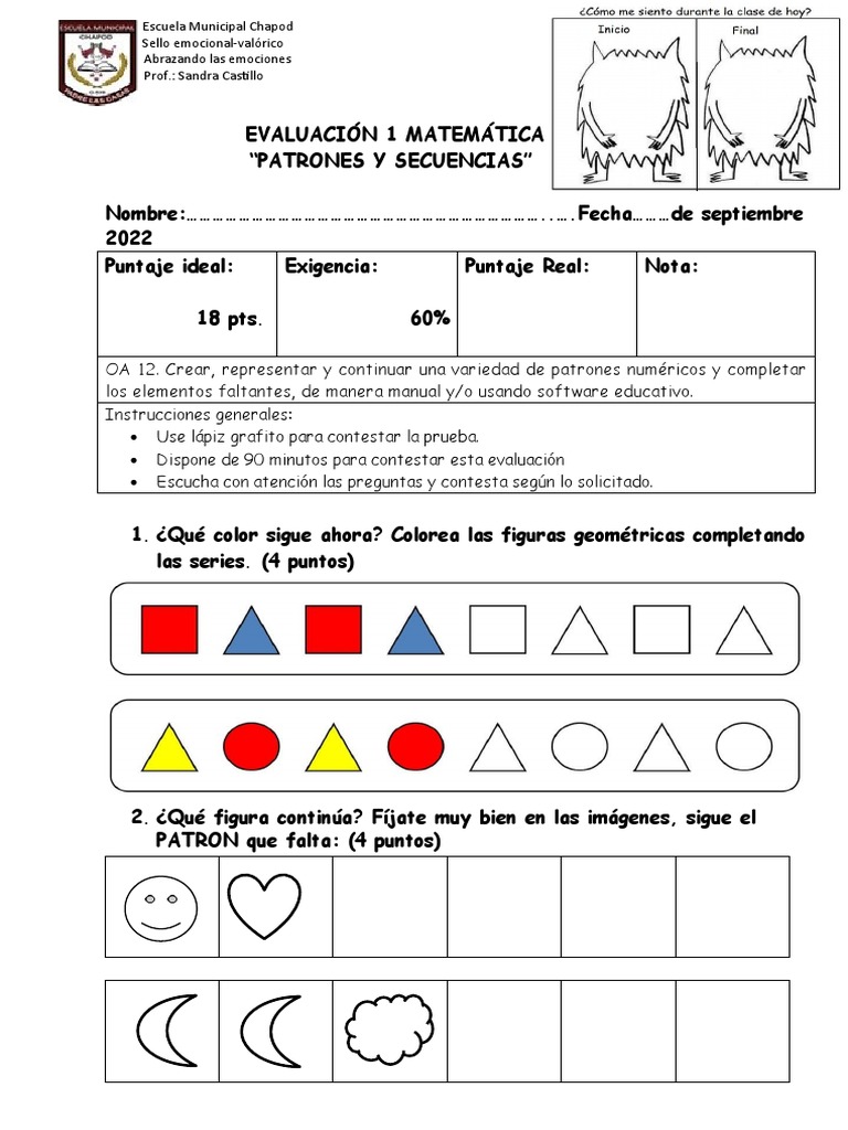 Atencion Con Colores Y Figuras Geometricas 2 Patrones Matematicos