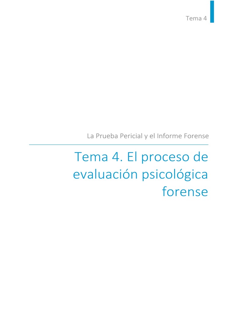 Tema 4. El Proceso de Evaluación Psicológica Forense | PDF | Sicología | Evaluación