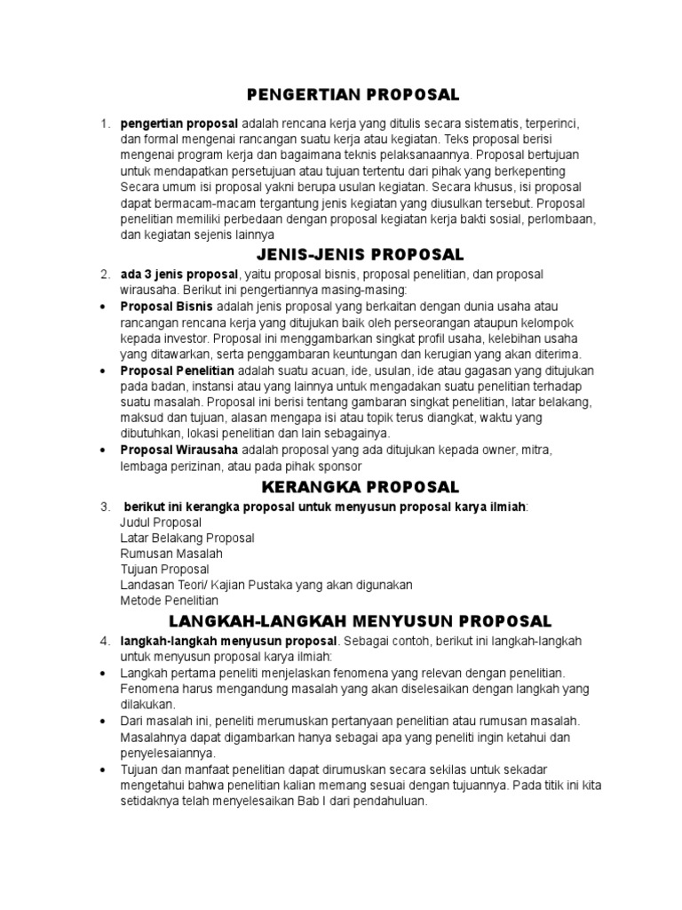 Definisi dan Jenis Proposal Lengkap | PDF | Karier & Perkembangan