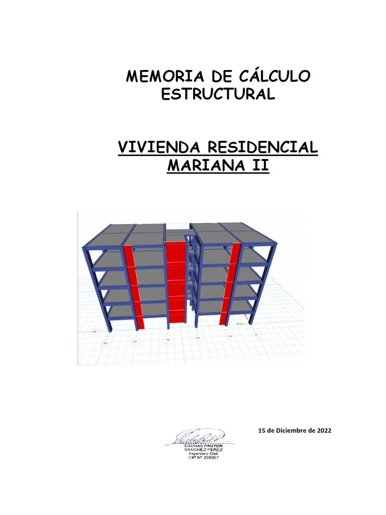 Memoria de Cálculo Estructural Residencial Mariana 2 - Punta Negra | PDF | Viga (Estructura) | Olas