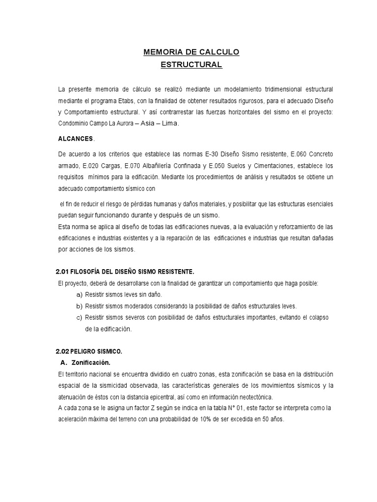 Memoria de Cálculo Estructural | PDF | Viga (Estructura) | Hormigón