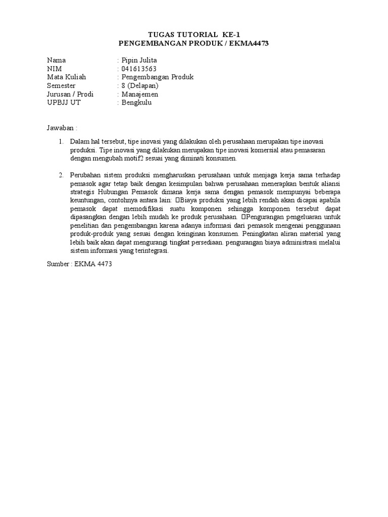 TUGAS TUTORIAL KE 1 Pengembangan Produk | PDF