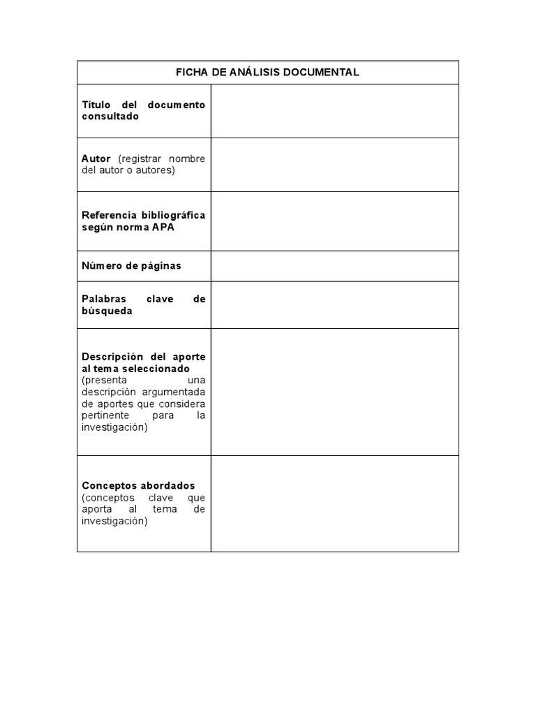 Ficha de Análisis Documental | PDF