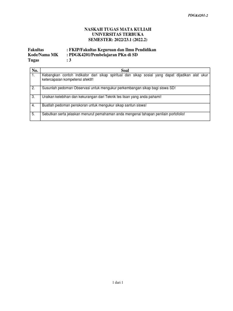 Soal 3 Pembelajaran PKN Di SD | PDF | Karier & Perkembangan | Teknologi & Rekayasa