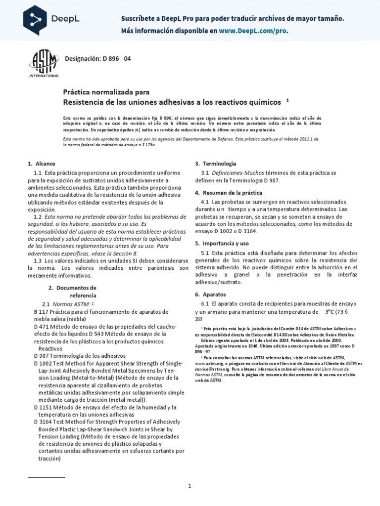 Resistencia Química - ASTM-D896 Es | PDF | Agua | Destilación