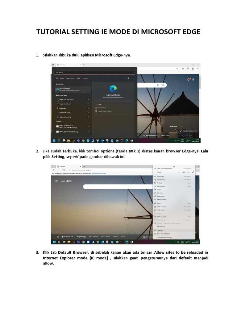Tutorial Setting Ie Mode Di Microsoft Edge | PDF