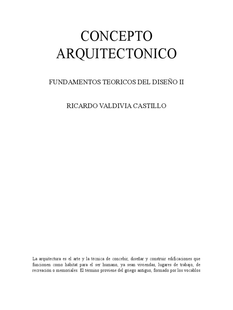 Concepto Arquitectonico | PDF | Diseño | Concepto