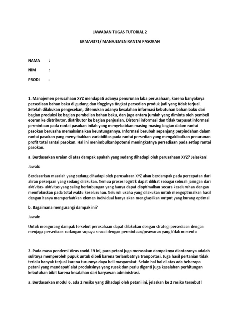 TT2 (Manajemen Rantai Pasokan) | PDF | Bisnis | Pengelolaan Keuangan & Uang