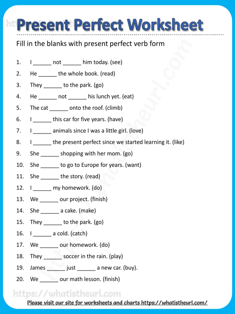 Present Perfect Worksheet g4 | PDF