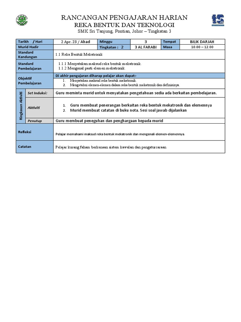 RPH RBT Tingkatan 3 | PDF