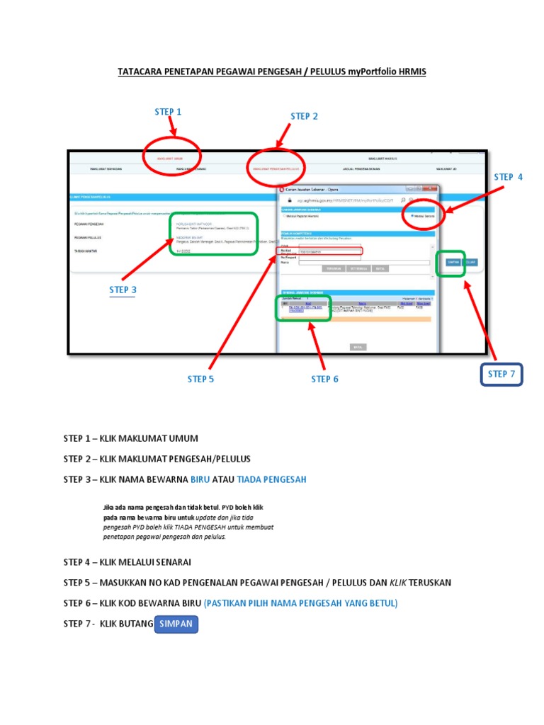 TATACARA PENETAPAN PEGAWAI PENGESAH PELULUS Myportfolio HRMIS | PDF