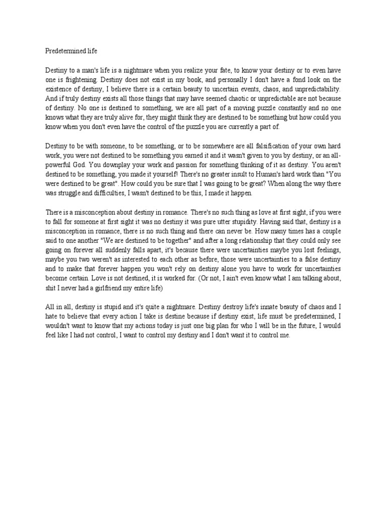 Predetermined Life | PDF | Destiny