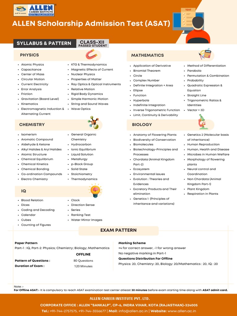 12passed Asat Syllabus | PDF | Physics | Chemistry