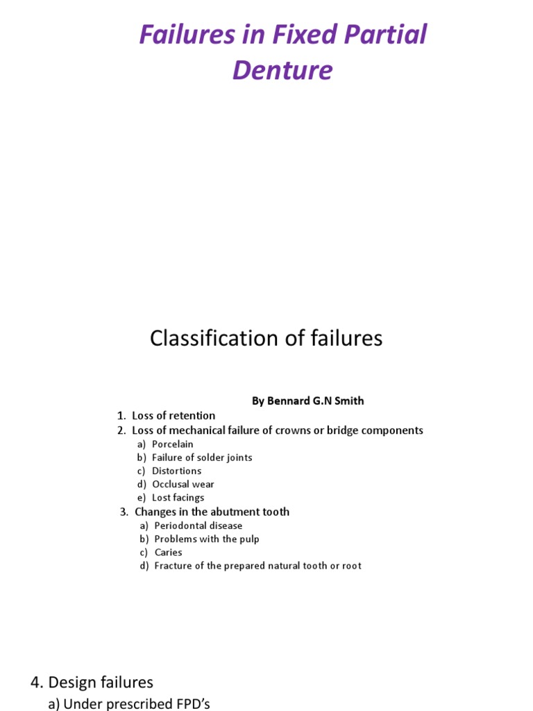 Failure in FPD | Download Free PDF | Periodontology | Dentistry Branches