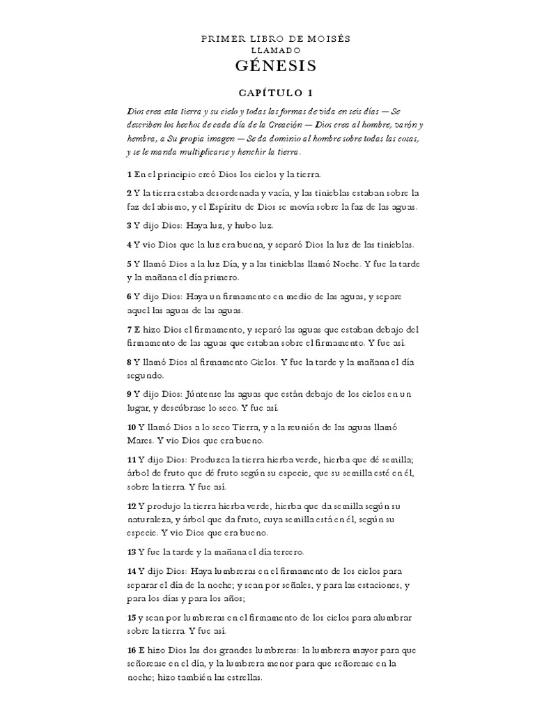 Génesis 1 | PDF | Narrativa de la creación del Génesis | Tierra