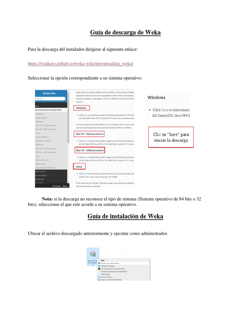 Guía de Descarga de Weka | PDF