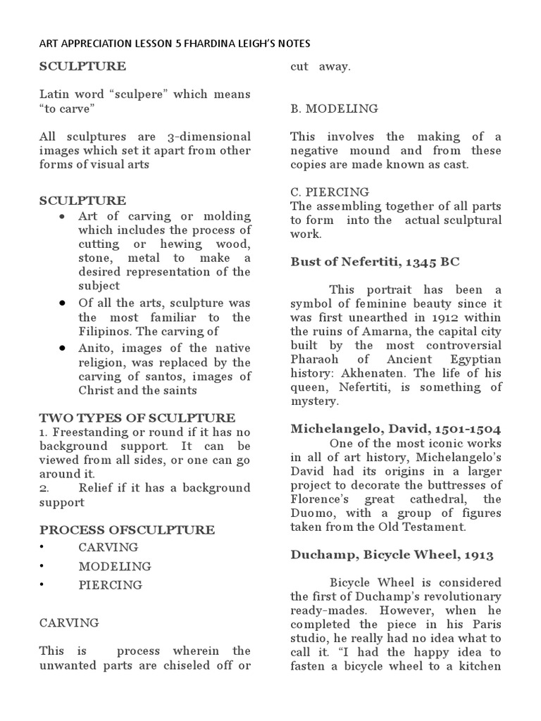 Art-Appreciation-Lecture-5 Notes | PDF | Photograph | Sculpture