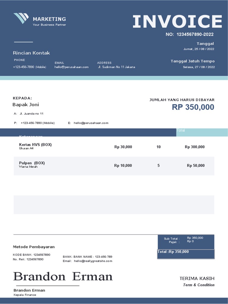 Format Template Contoh Invoice PDF | PDF