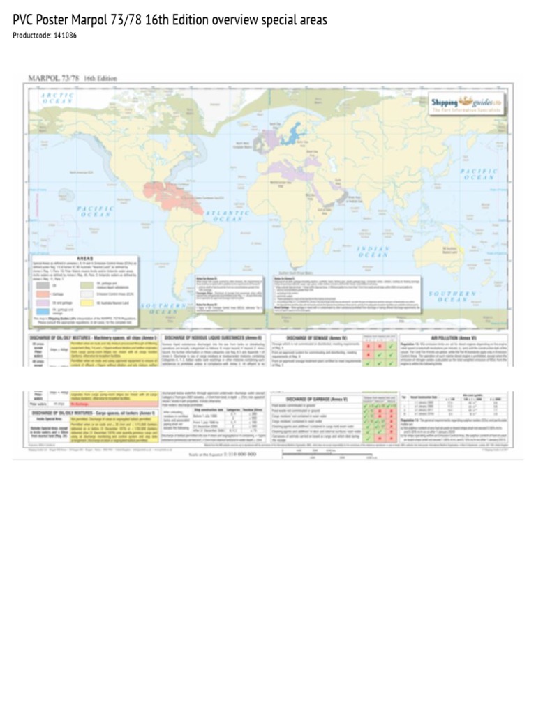 Traconed 141086 PVC Poster Marpol 73-78-16th Edition Overview Special Areas | PDF