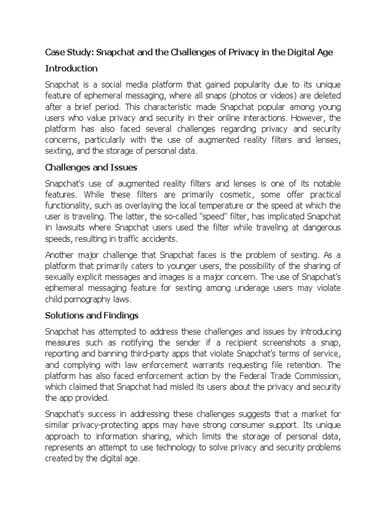 Case Study | PDF | Snapchat | Privacy