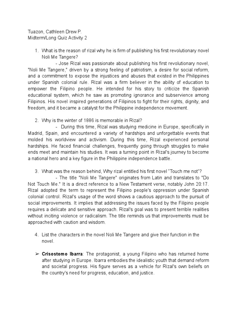 Tuazon, Cathleen Drew - Rizal | PDF