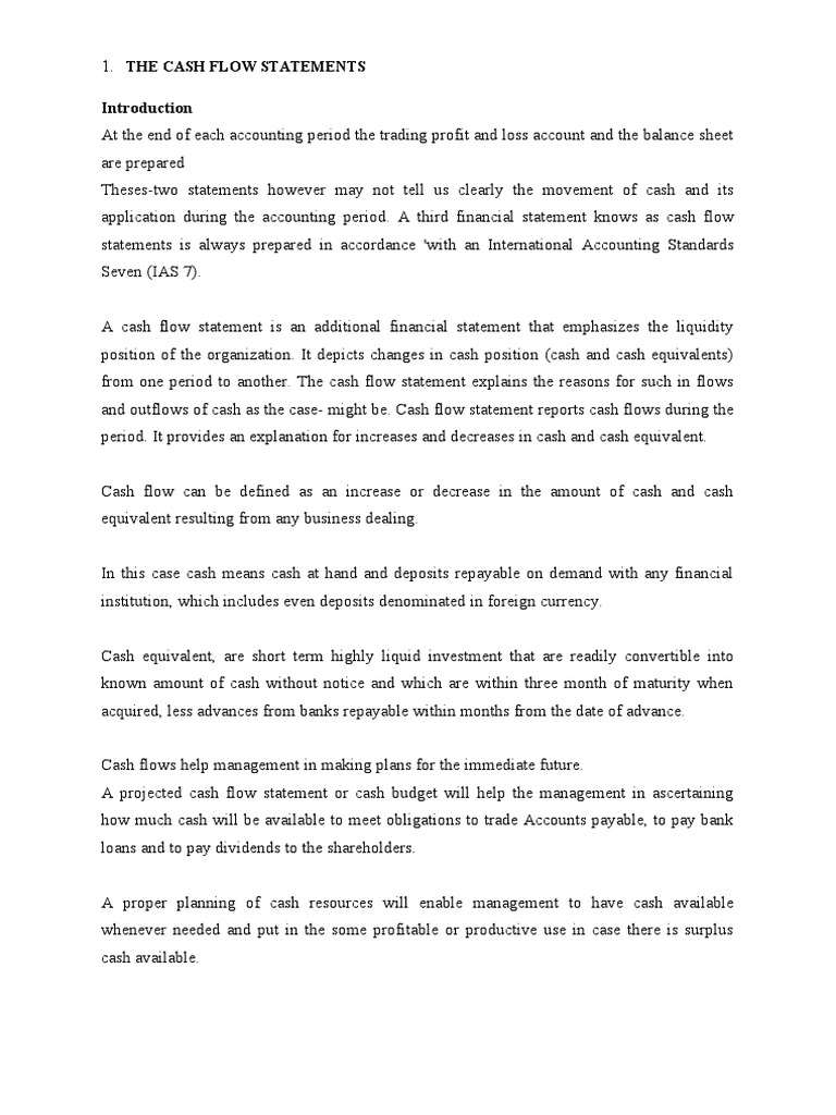 The Cash Flow Statements | PDF | Cash Flow Statement | Expense