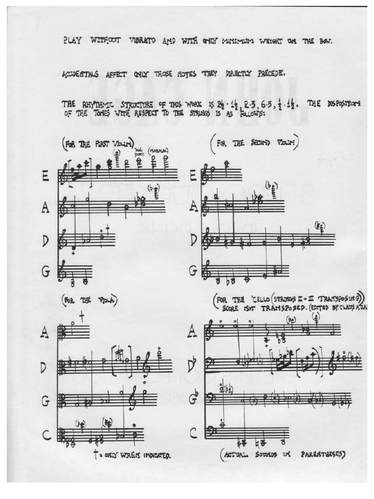 John Cage String Quartet in Four Parts Complete Scorepdf | PDF