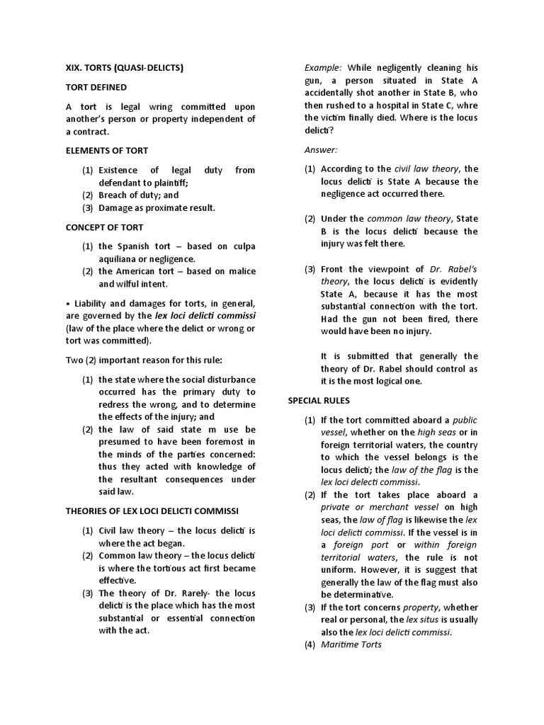 Understanding Torts and Lex Loci Delicti | PDF | Tort | Negligence