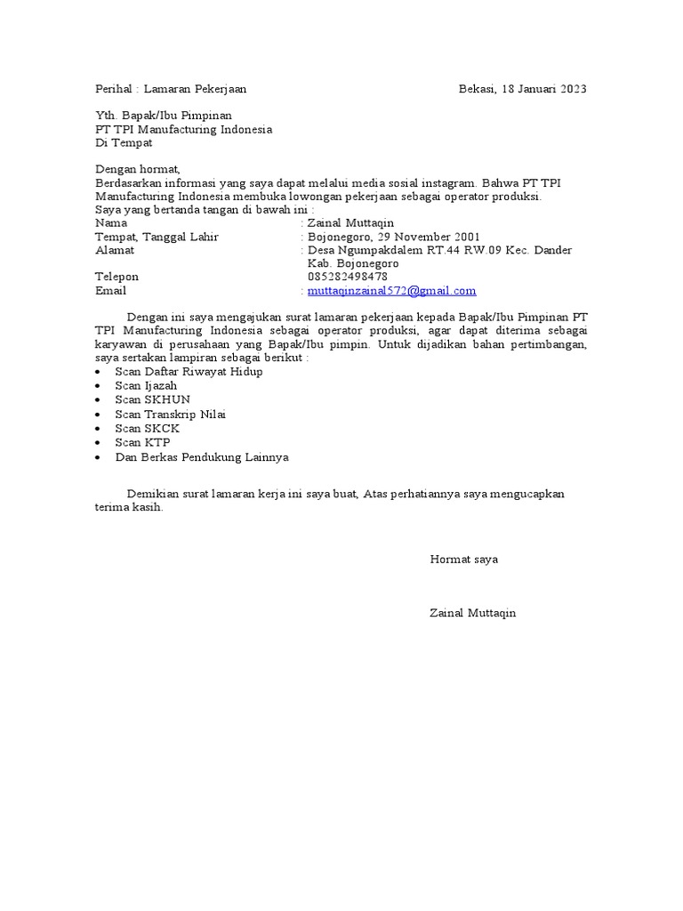 PT Tpi MFG Indonesia | PDF