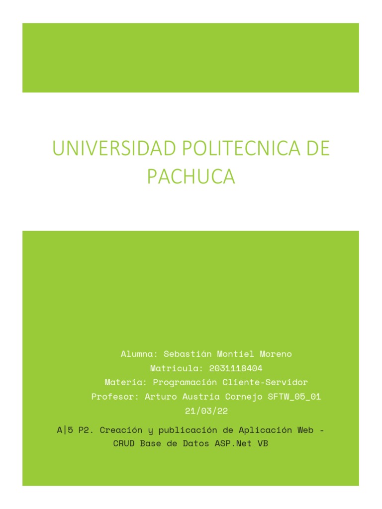 A5 P2. Creación y Publicación de Aplicación Web - CRUD Base de Datos ... A5 P2. Creación y Publicación de Aplicación Web - CRUD Base de Datos ...