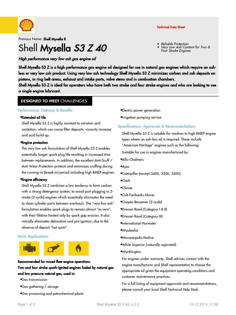02 TDS Shell Mysella S3 Z 40 | Download Free PDF | Motor Oil | Engines