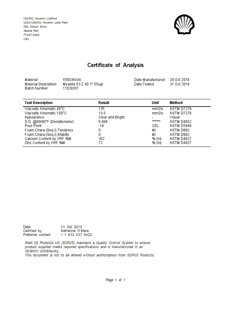 Mysella S3 Z 40 Material Test Results | PDF