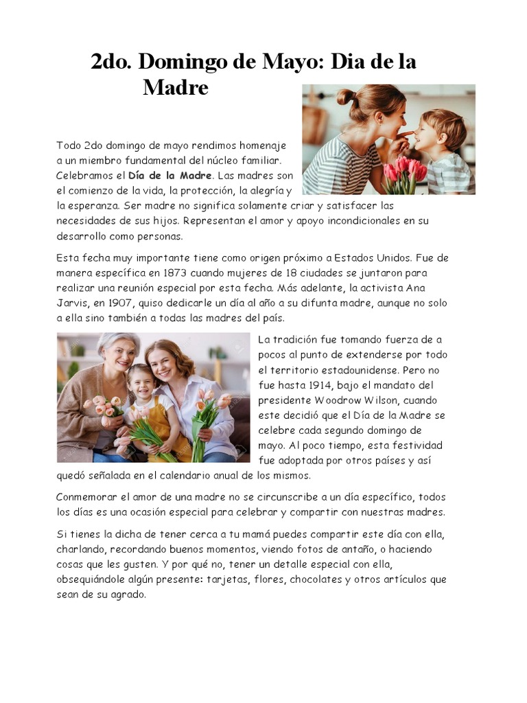 Fecha civica 2do domingo de mayo Dia de la Madre | PDF