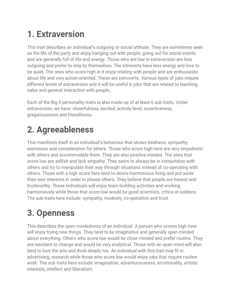 5 Aspects of Personality 2023 | PDF | Metaphysics Of Mind | Behavioural ...