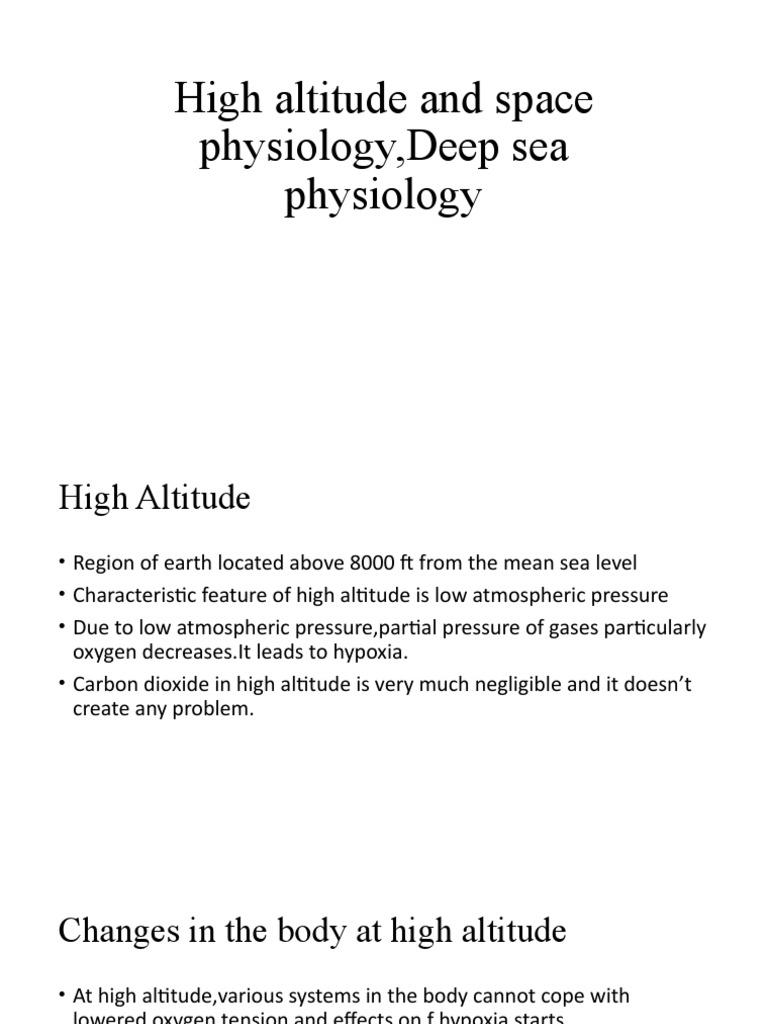 High Altitude and Deep Sea Physiology | PDF | Breathing | Altitude