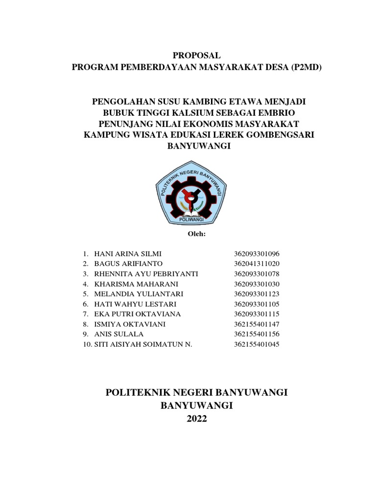 Proposal P2MD: Pengolahan Susu Kambing | PDF